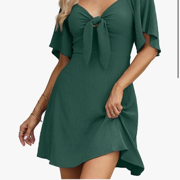 Dokotoo | Dresses | Chic Forest Green Tiefront Mini Dress | Poshmark
